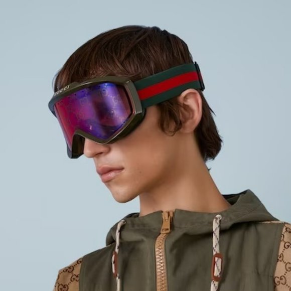 Gucci | Accessories | Gucci Gg21s 003 Green Burgundy Gg Infrared Logo ...